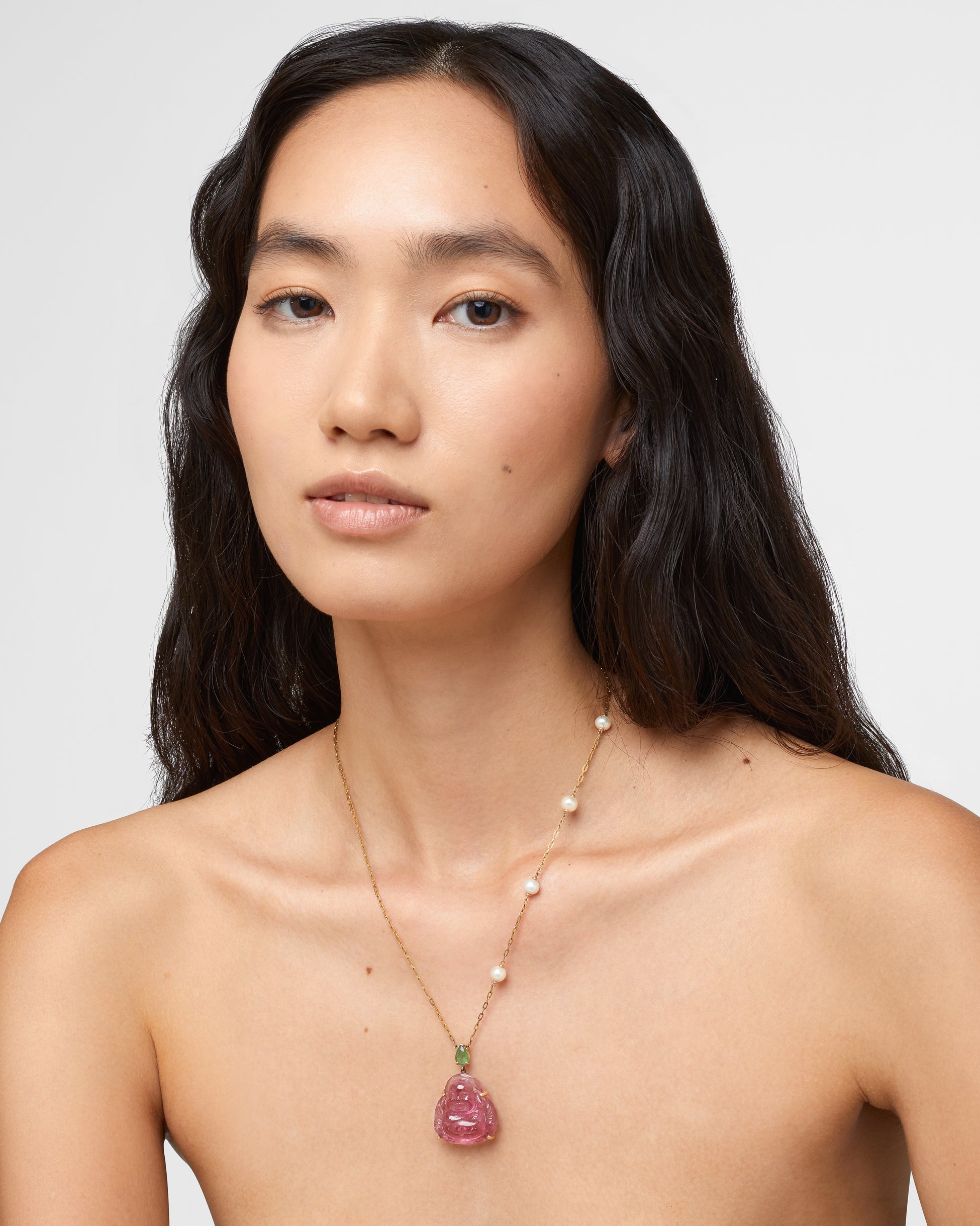 Happy Buddha Pink Tourmaline Pearl Necklace – JIAJIA